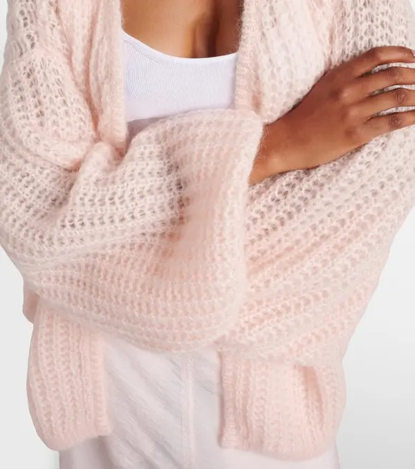 TOTEME Open-knit Mohair-blend Cardigan - Pink