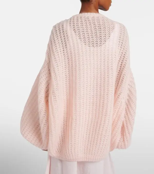 TOTEME Open-knit Mohair-blend Cardigan - Pink