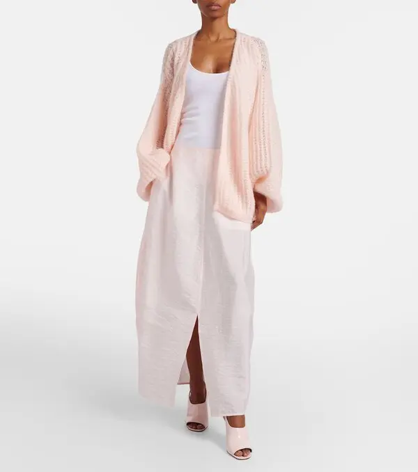 TOTEME Open-knit Mohair-blend Cardigan - Pink