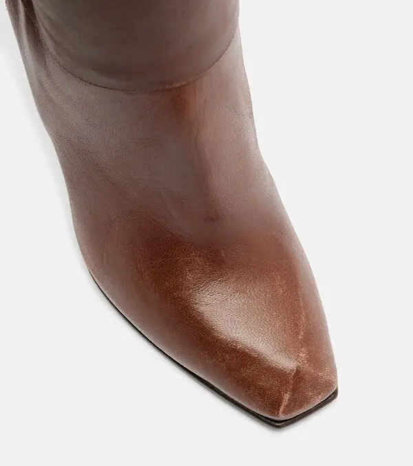 Alexander McQueen Horn Lace-up Leather Knee-high Boots - Brown