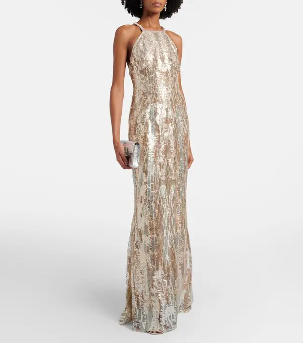 Elie Saab Sequined Silk-blend Gown