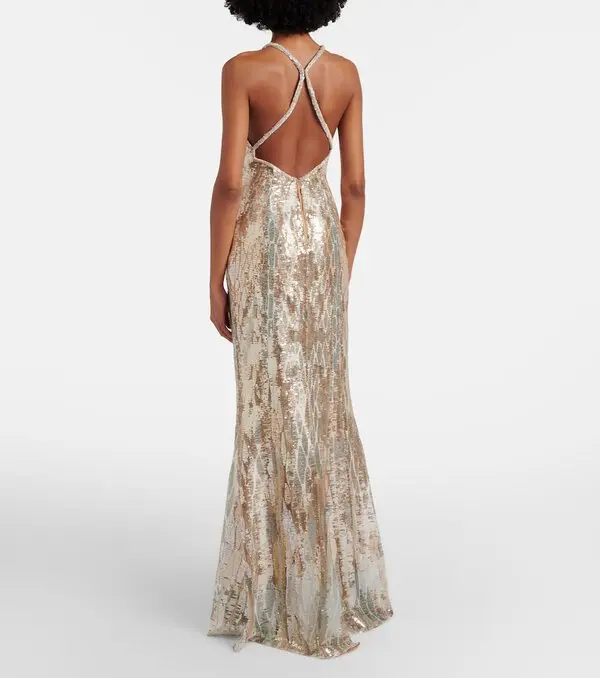 Elie Saab Sequined Silk-blend Gown