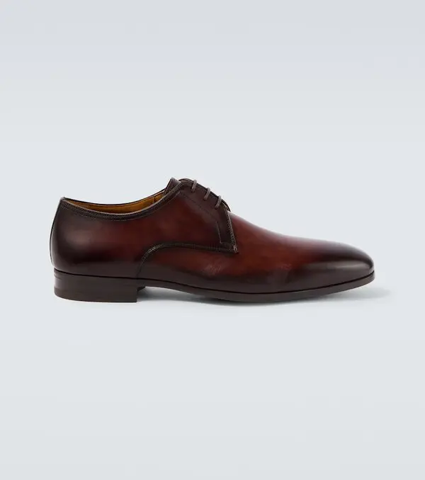 Magnanni Leather Derby Shoes - Brown