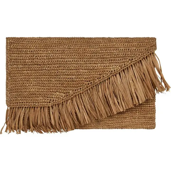 Vitamin A® Paloma Raffia Clutch - Caramel
