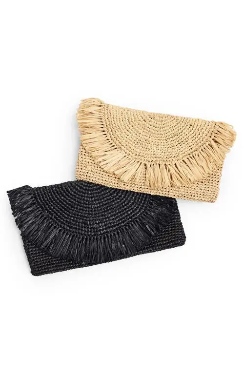 Vitamin A® Palma Raffia Clutch - Black