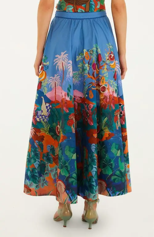 Farm Rio Dream Landscape Organic Cotton Maxi Skirt