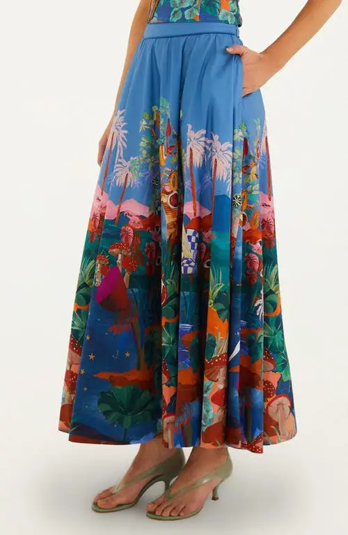 Farm Rio Dream Landscape Organic Cotton Maxi Skirt