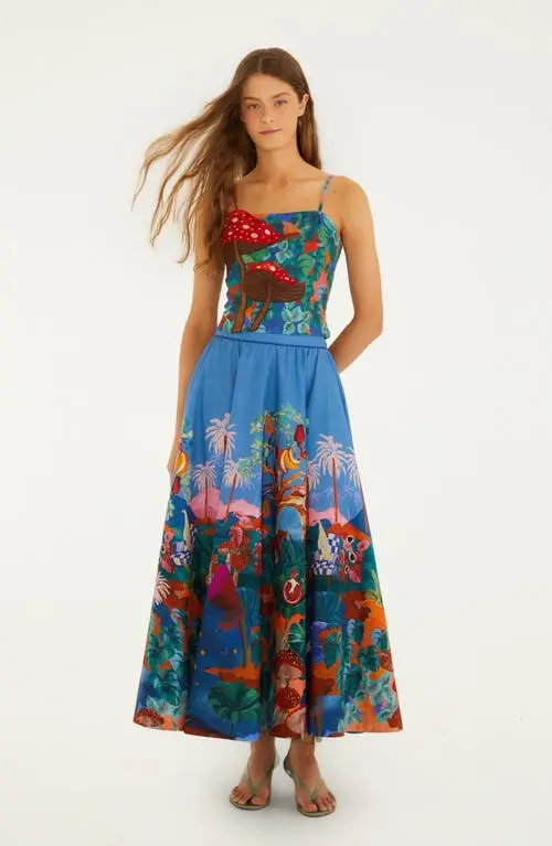 Farm Rio Dream Landscape Organic Cotton Maxi Skirt