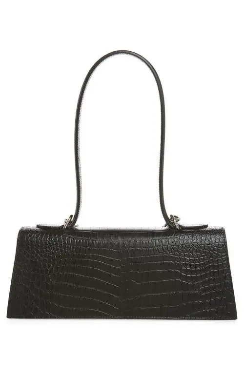 Alexander McQueen Jewelled Croc Embossed Top Handle Bag - Black/silver