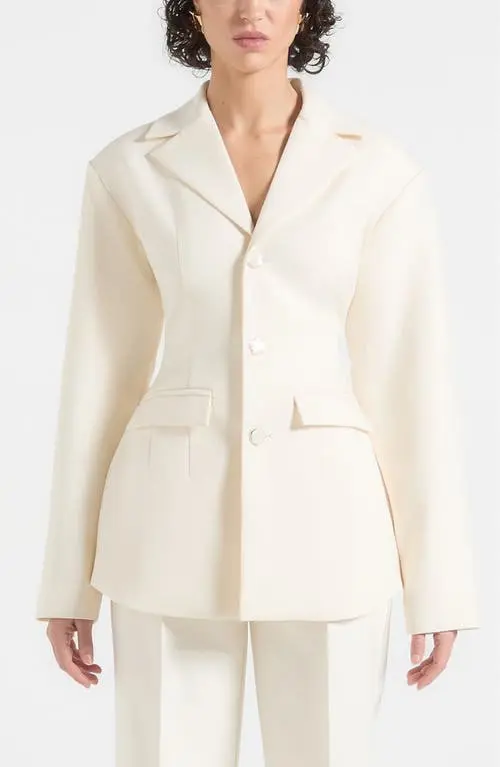 Manière De Voir Claire Wide Shoulder Cinch Waist Blazer - Cream