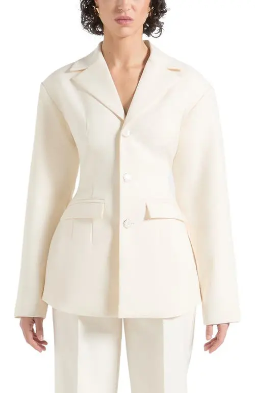 Manière De Voir Wide Shoulder Cinch Waist Blazer