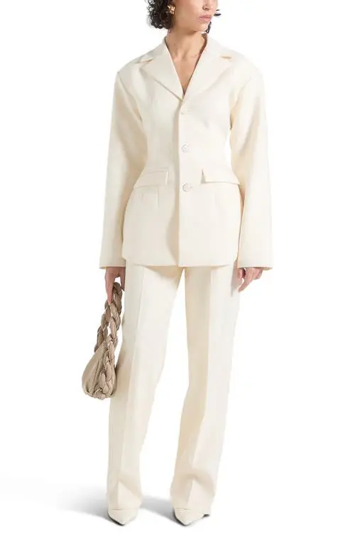 Manière De Voir Wide Shoulder Cinch Waist Blazer
