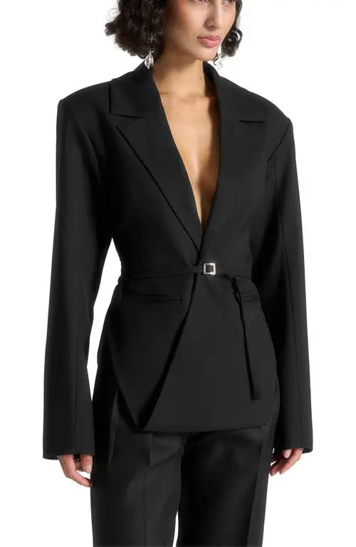 Manière De Voir Yuna Plunge Tailored Blazer With Belt
