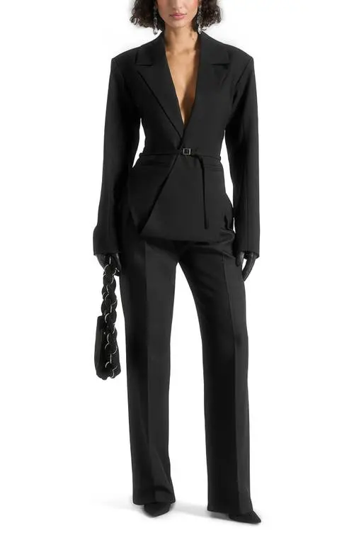 Manière De Voir Yuna Plunge Tailored Blazer With Belt