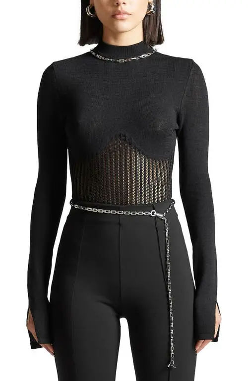 Manière De Voir Contour Knit Bodysuit With Chain