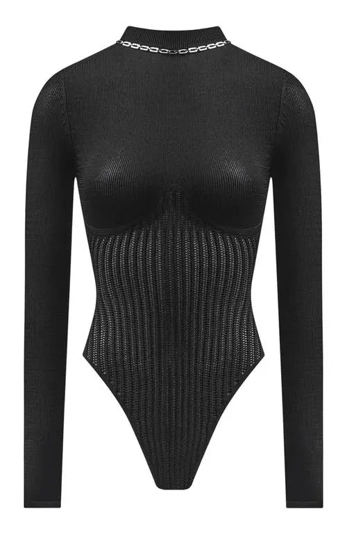 Manière De Voir Contour Knit Bodysuit With Chain