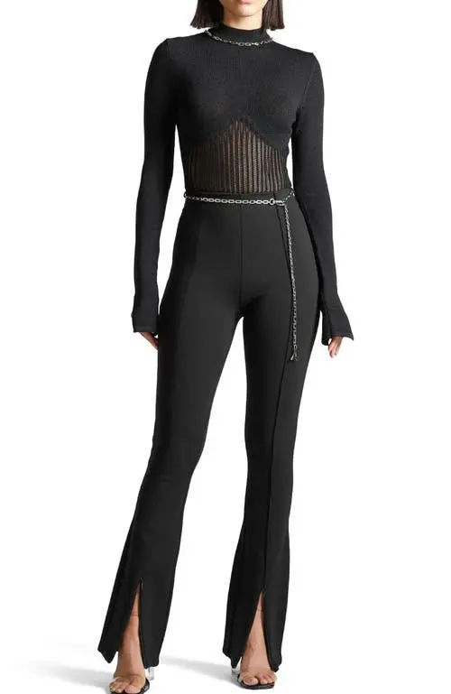 Manière De Voir Contour Knit Bodysuit With Chain
