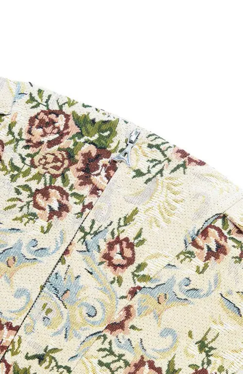Manière De Voir Floral Jacquard Bardot Corset Top - Beige