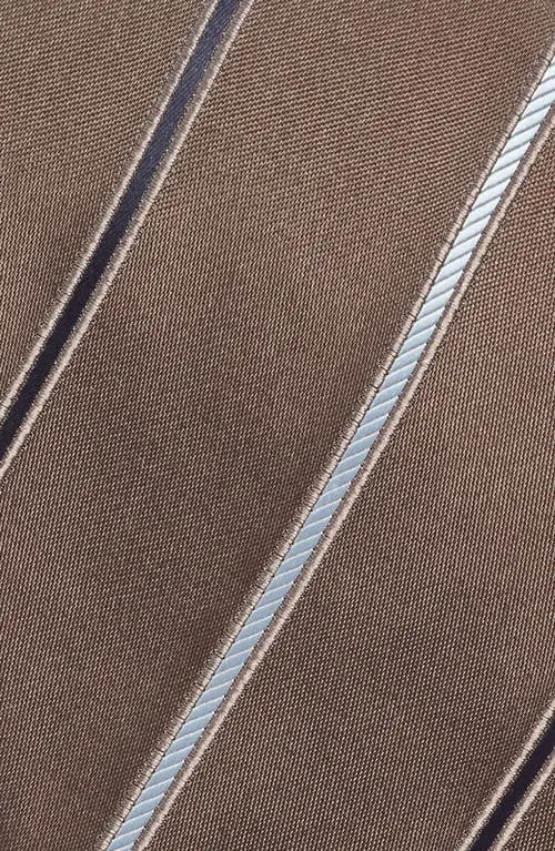 Canali Stripe Silk Neck Tie - Light Brown