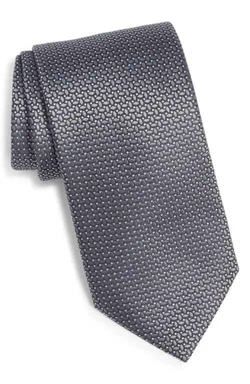 Canali Patterned Silk Tie - Grey