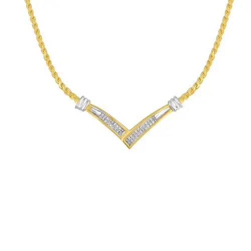 HAUS OF BRILLIANCE 10k Gold 0.50 Cttw Diamond V Pendant 18" Franco Chain Necklace - Yellow