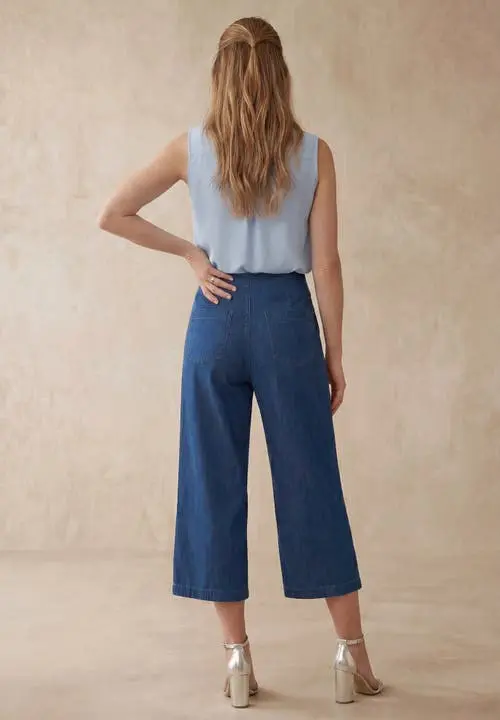 JESSICA LONDON Sculpt Fit Wide Leg Crop Jeans