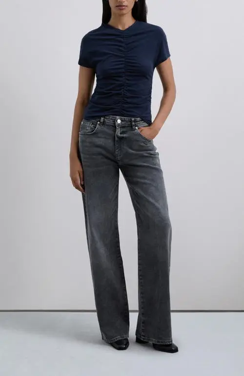 SCALPERS Gathered Slim Fit Tee - Navy