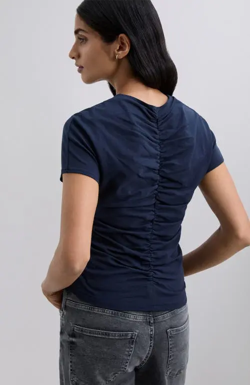 SCALPERS Gathered Slim Fit Tee - Navy