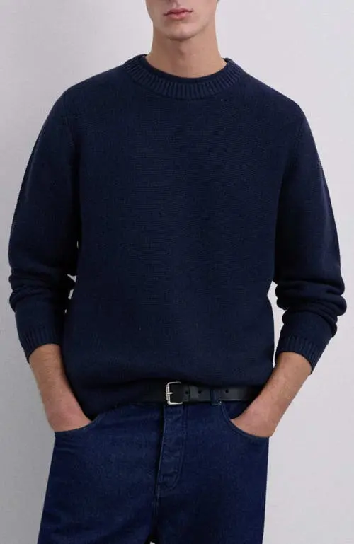SCALPERS Structure Tricot Knit Sweater - Navy