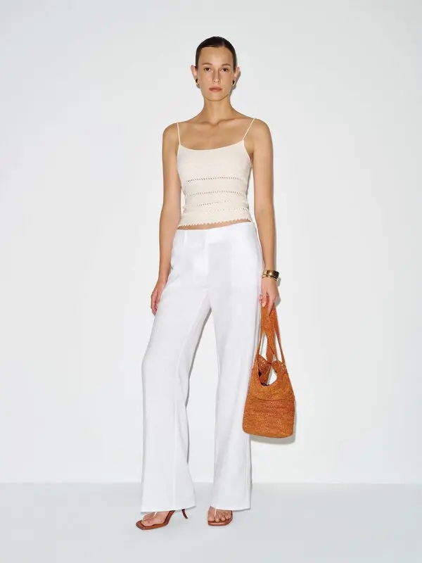REFORMATION Gisele Low Rise Linen Pant - Ivory
