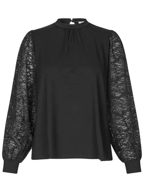 MASAI COPENHAGEN Mabravoria High Neck Lace Sleeve Blouse