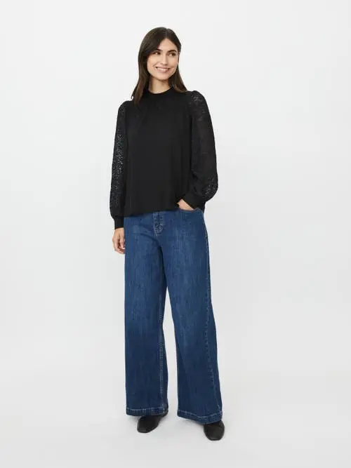 MASAI COPENHAGEN Mabravoria High Neck Lace Sleeve Blouse