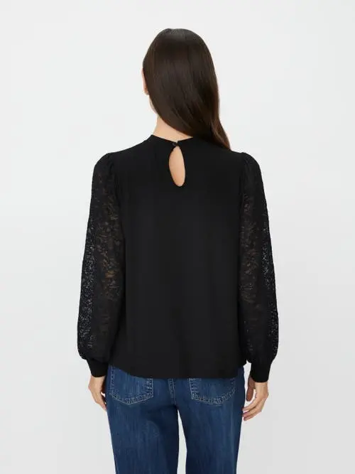 MASAI COPENHAGEN Mabravoria High Neck Lace Sleeve Blouse