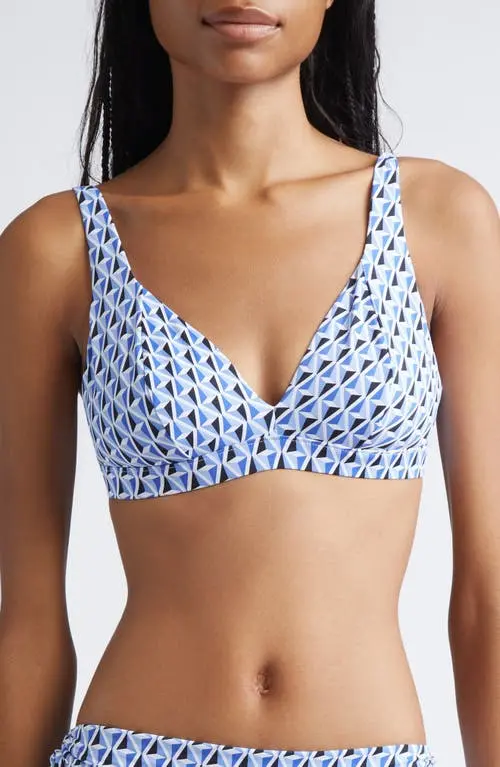 Max Mara Arena Print Bikini Top - Cornflower Blue