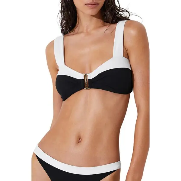 REISS Abby Bikini Top - Black/ivory