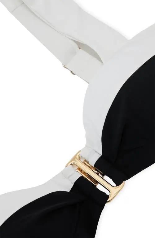 REISS Abby Bikini Top - Black/ivory