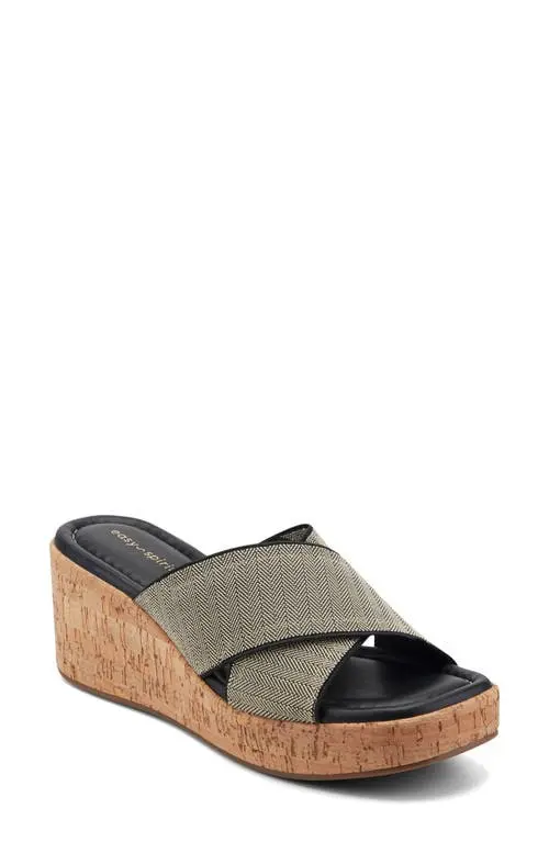 Easy Spirit Fawn Wedge Slide Sandal Wide Width - Blk01