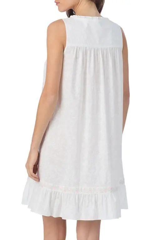 Eileen West Floral Sleeveless Cotton Chemise - White
