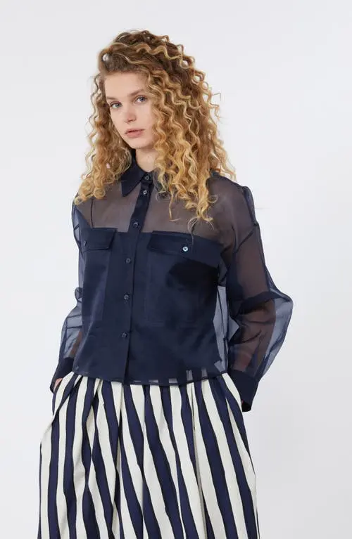 Max Mara Colomba Long-sleeve Silk Button-up Shirt