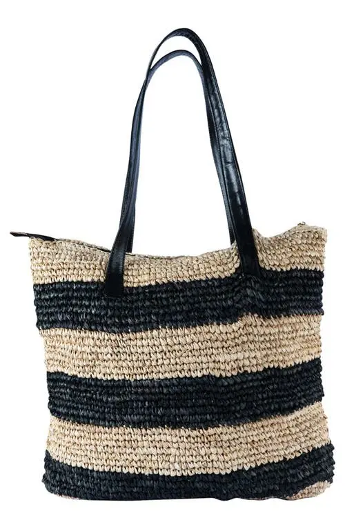 JELAVU Doris Raffia Tote - Natural/black