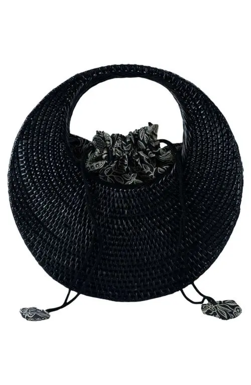 JELAVU Felicita Rattan Shoulder Bag - Black