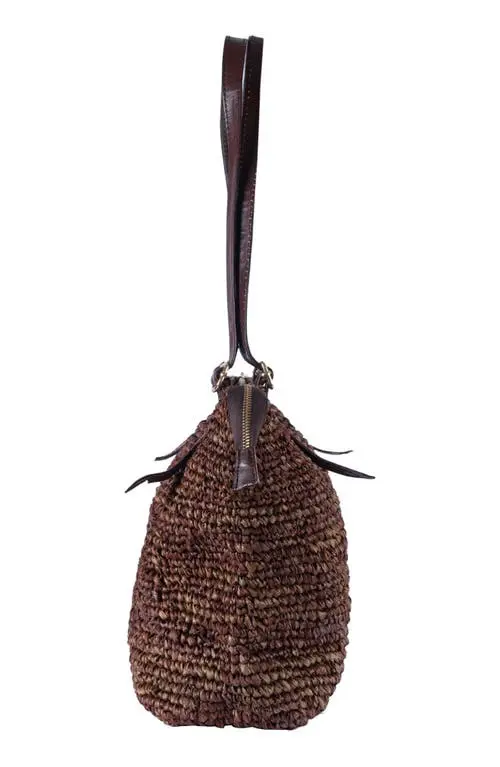 JELAVU Carmela Raffia Tote - Chocolate
