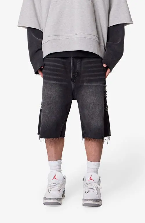 Mnml Pleated Ultra Baggy Denim Shorts - Rinsed Indigo