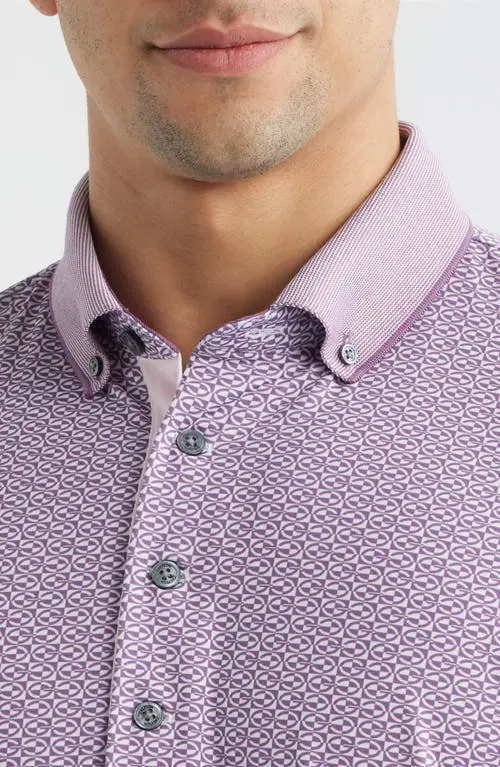 Greyson Guardian Geo Print Performance Button-down Golf Polo