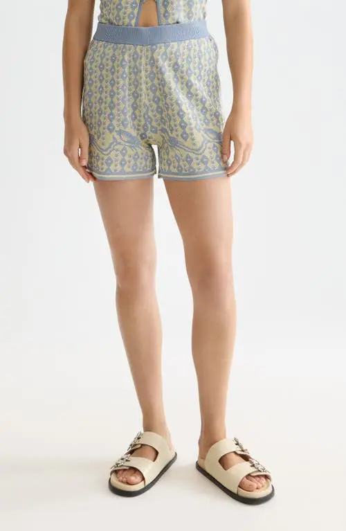 Scotch & Soda Jacquard Knit Shorts - Cactus Stripe Placed Raffia