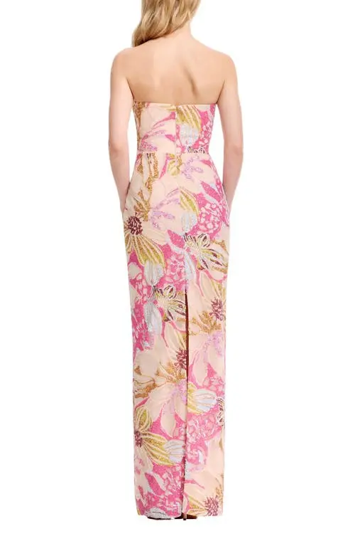 Dress The Population Sequin Floral Strapless Gown