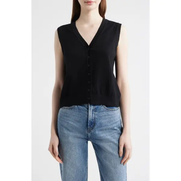 MAVI Cotton Tricot Sweater Vest - Black