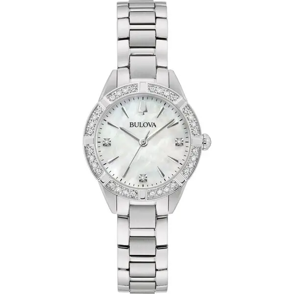 Bulova Sutton Mother-of-pearl & Diamond Bracelet Watch - Silver-tone
