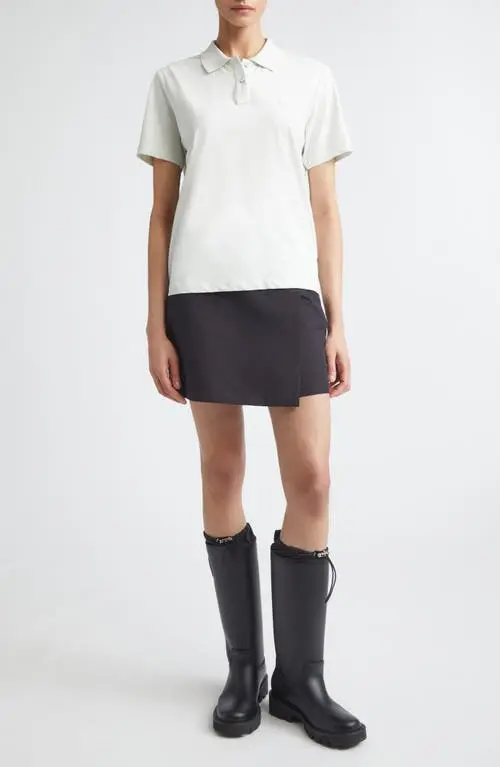 Moncler Pleated Back Mixed Media Polo - Ice