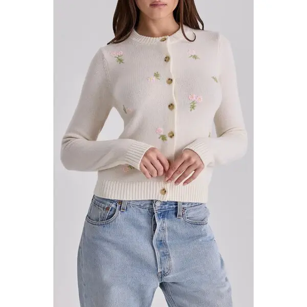 House Of Cb Embroidered Wool & Cashmere Cardigan - Ivory